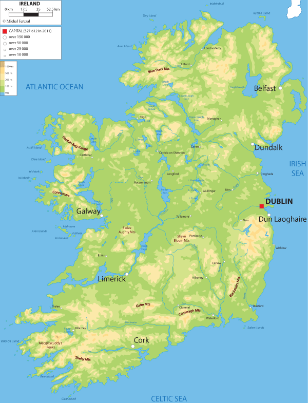 Ireland Physical Map